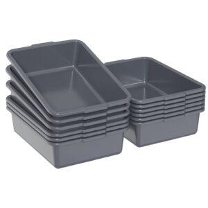 dehouse 13 l plastic commercial utility bus boxes, 12-pack bus tubs, gray