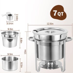 STAIIHOM Soup Chafer - 7QT [Extra 2X Thickened] [Longer Lifespan] 304 Stainless Steel Soup Chafing Dish with Pot Lid and Fuel Holder - Food Grade Commercial Soup Warmers for Parties Catering Buffet