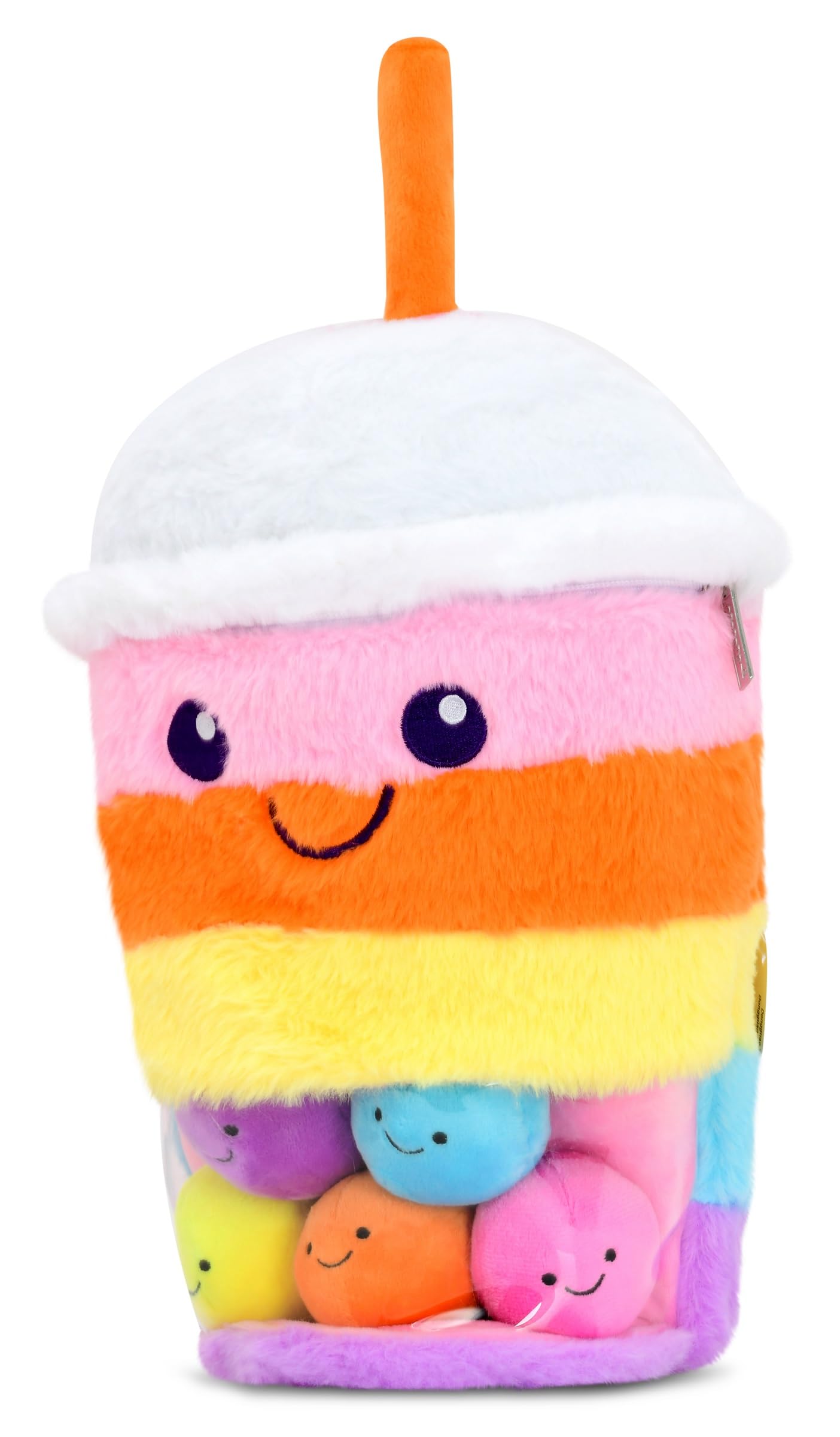 iscream Kawaii Cutie 3D Rain-Boba Tea Embroidered Accent 17" x 10" Furry Play Pillow Set