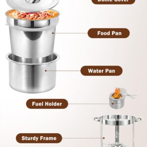 STAIIHOM Soup Chafer - 7QT [Extra 2X Thickened] [Longer Lifespan] 304 Stainless Steel Soup Chafing Dish with Pot Lid and Fuel Holder - Food Grade Commercial Soup Warmers for Parties Catering Buffet