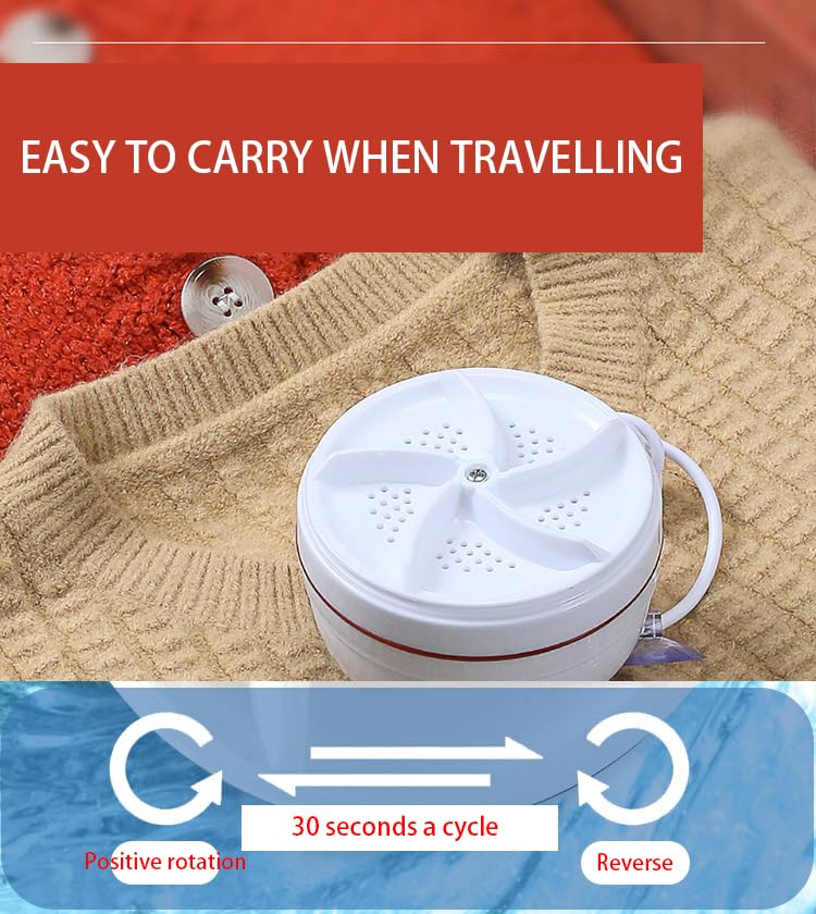 AMZTEMU Portable Mini Turbo Washer, Portable washer machine, Mini washing machine portable washer for Underwear, Baby Clothes, or Small Items, for Apartments, Camping, Travel