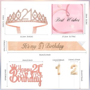 XZtimes Birthday Crown, 21st Birthday Decorations, Birthday Sash, Gifts for Her, Birthday Tiara, Cake Topper, Headband Party Favors Accessory