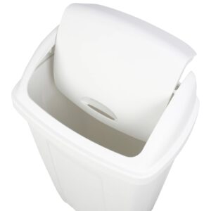 AYOYZ 13 Gallon Trash Can, Plastic Swing Top Kitchen Trash Can, White