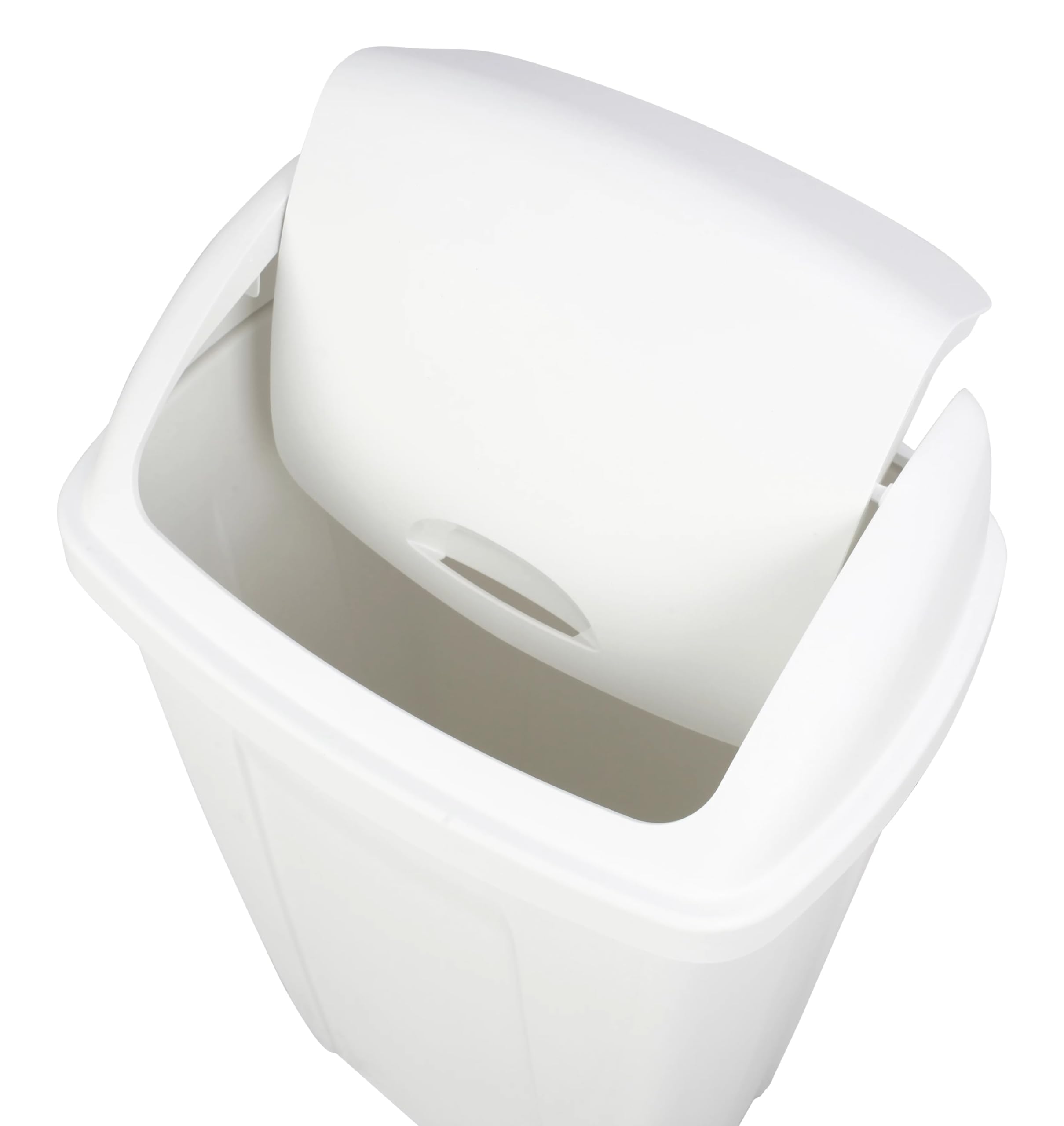 AYOYZ 13 Gallon Trash Can, Plastic Swing Top Kitchen Trash Can, White