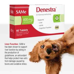 Denestra Same for Dogs & Cats - Supports Liver, Joints & Cognitive Function - Detoxication Cleansing Liver - Antioxidants - Veterinarian Formulated - 200Mg - 60 Tablets