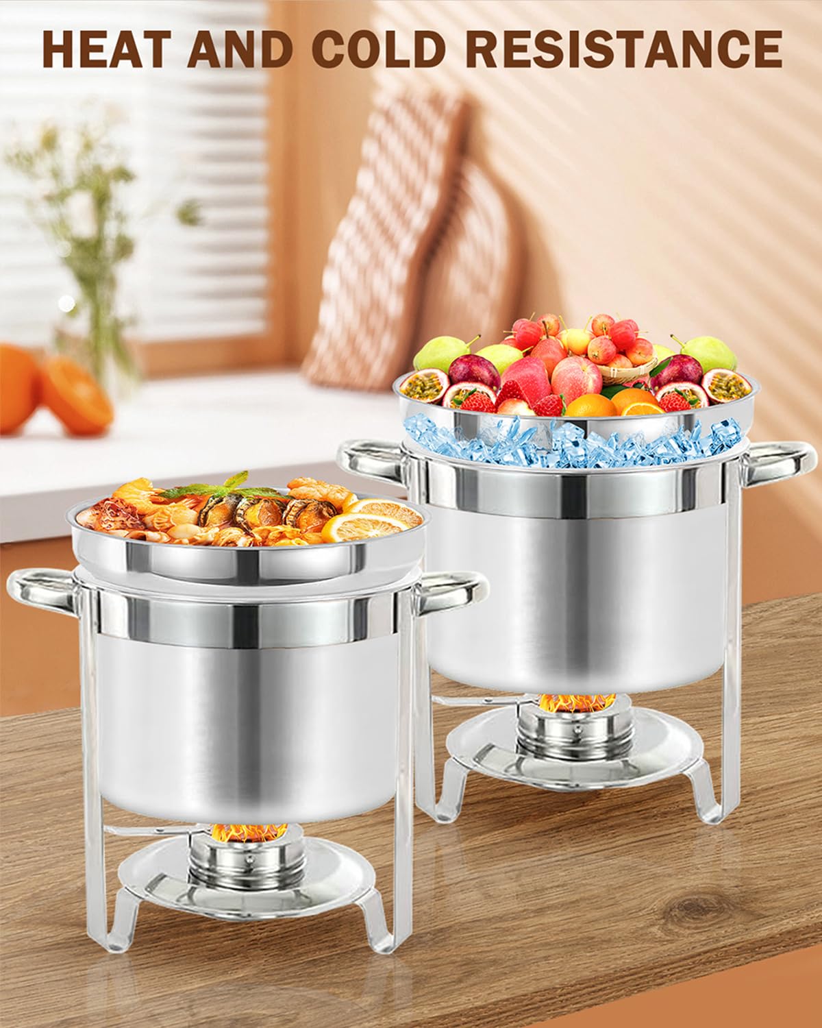 STAIIHOM Soup Chafer - 7QT [Extra 2X Thickened] [Longer Lifespan] 304 Stainless Steel Soup Chafing Dish with Pot Lid and Fuel Holder - Food Grade Commercial Soup Warmers for Parties Catering Buffet