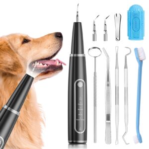 ni-shen dog plaque remover for teeth,pet ultrasonic tooth cleaner,teeth cleaning kit -tartar remover for teeth stains for dogs and cats (black)