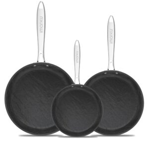 imarku non stick frying pans - 8&10&12 inch nonstick frying pan set with cool stainless steel handle,disherwasher safe skillets,free of pfas&pfoa, easy cleanup and oven safe,christmas gifts