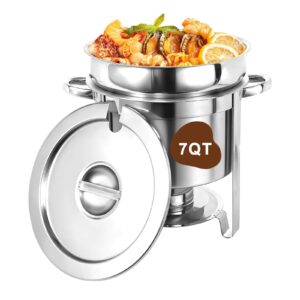 staiihom soup chafer - 7qt [extra 2x thickened] [longer lifespan] 304 stainless steel soup chafing dish with pot lid and fuel holder - food grade commercial soup warmers for parties catering buffet