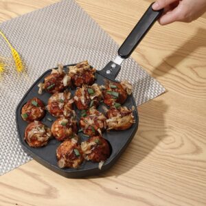 Takoyaki Pan 12-Hole, UNOSCHRIM Non-stick Aebleskiver Pan, Mini Pancake Mold with Brush and Two Forks, Aluminum Griddle Stuffed Pancake Maker for Making Octopus Balls, Puffs or Danish Stuffed Pancakes