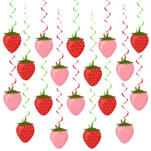 lewtemi 36 pcs strawberry decor berry first birthday decor hanging swirl strawberry banner for strawberry party decorations baby shower party supplies (colorful)