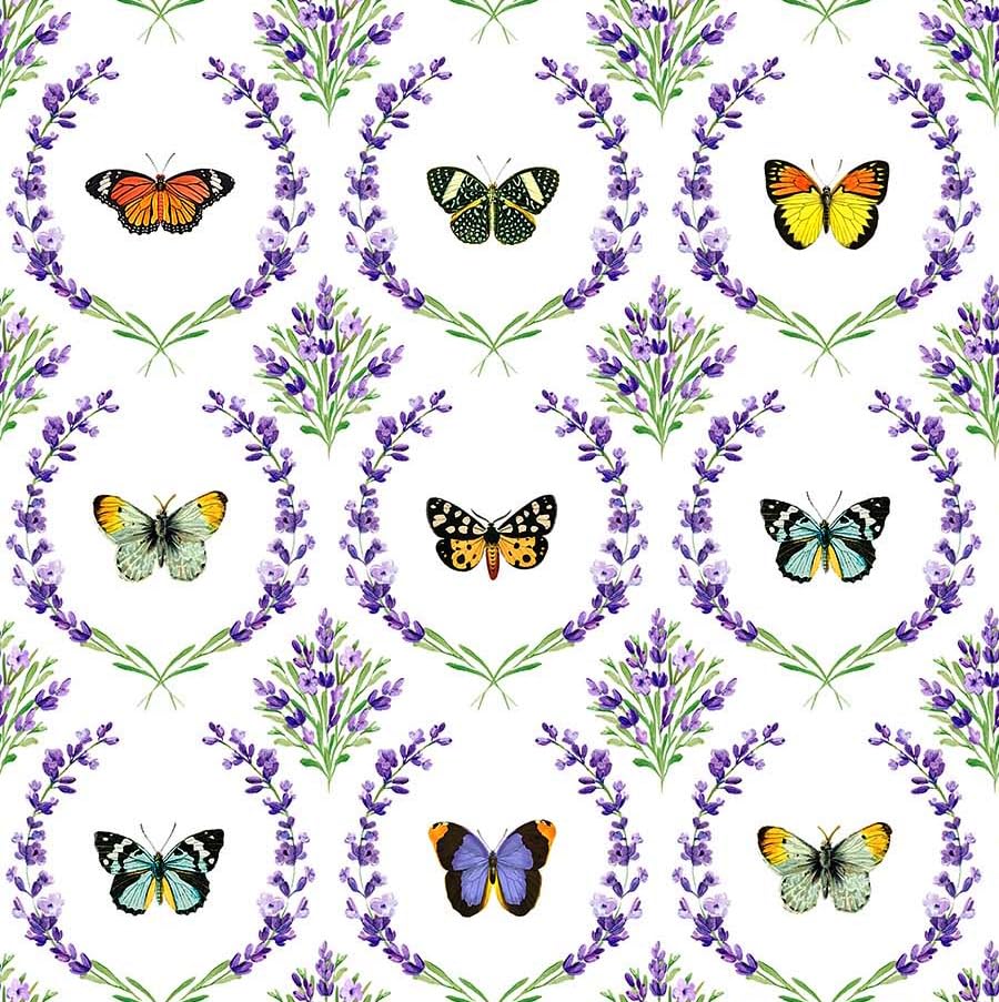 Northcott Deborahs Garden Butterfly White/Multi, Fabric by The Yard