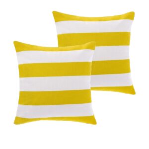 tiggell 2 pack waterproof pillow covers outdoor throw pillowcases decorative garden cushion case for home garden patio couch balcony striped (yellow & white, 18 * 18 inch)