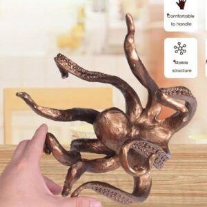 fencyatt Octopus Mug Holder, Octopus Coffee Mug Holder, Octopus Mug Holder for Counter Top, Octopus Cup Holder, Octopus Coffee Cup Holder, Kitchen Dining Bar Statue Accessory, Retro Resin (Copper)