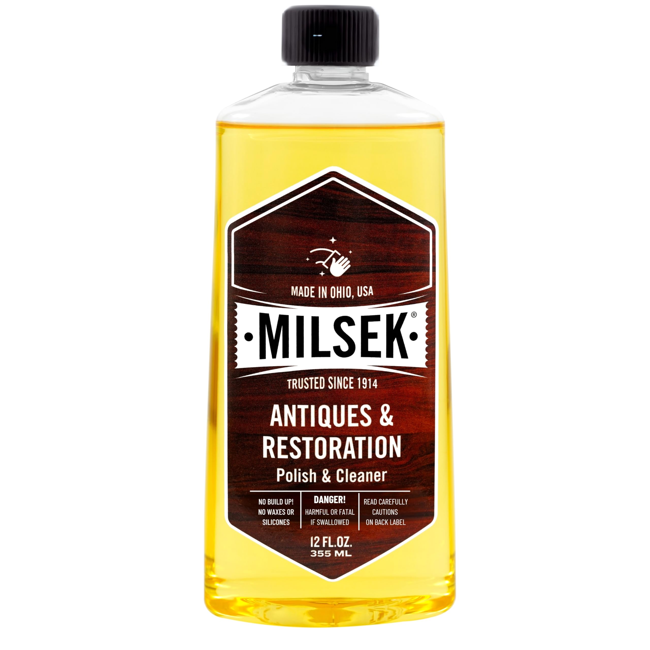 Milsek Antiques & Restoration Polish & Cleaner - Home Essential Cleaning Supplies for Home Improvement of any Wood Antiques or Heirlooms - 12 Fl Oz (Pack of 1)