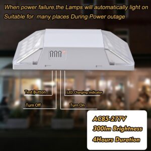 Apmeetlux Emergency Lights for Business,4Hours 300lm Plug Emergency Lights for Home Power Failure Outage,LED Emergency Exit Lighting Fixtures with Battery Backup AC85-277V