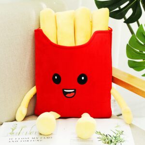 zazzer french fries bread plush toy,13.8" fun food plush pillow,13.8" cute food stuffed animal toy,kawaii room decor holiday birthday gift for kids boys girls (f)