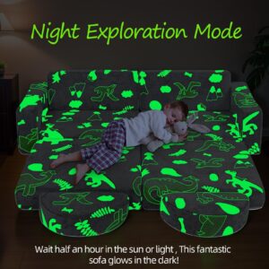 Domigard Modular Kids Play Couch, Toddler Couch Kids Sofa,Bedroom and Playroom Furniture,Convertible Sofa to Lounger Glow in The Dark Kids Sofa Bed Gifts for Kids Girl Boys,Star