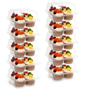 jarthenaamcs 80 pack plastic cupcake containers 4-compartment clear cupcake boxes disposable cupcake tray holders 4 cavity cupcake carriers with deep dome for cupcake muffin packaging