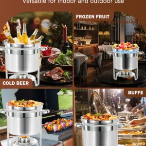 STAIIHOM Soup Chafer - 7QT [Extra 2X Thickened] [Longer Lifespan] 304 Stainless Steel Soup Chafing Dish with Pot Lid and Fuel Holder - Food Grade Commercial Soup Warmers for Parties Catering Buffet