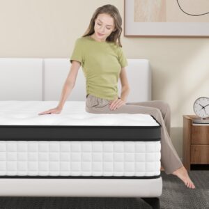 wowttrelax Queen Mattress 12 inch Hybrid Memory Foam Pocket Innerspring - 9 Zone Ergonomics, Comfortable Medium Firmness, Back Pain Relief, Pressure Relief Comfortable Medium Firm