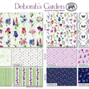 Northcott Deborahs Garden Butterfly White/Multi, Fabric by The Yard