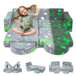 domigard modular kids play couch, toddler couch kids sofa,bedroom and playroom furniture,convertible sofa to lounger glow in the dark kids sofa bed gifts for kids girl boys,star