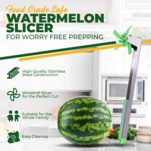 Aisle 3 Essentials 2-PC Stainless Steel Windmill Watermelon Cutter Slicer Tool & Melon Baller Scoop Set - Kitchen Gadgets, Fruit & Vegetable Cutter, Easy Slicer, Cube Cutter, Knife Corer