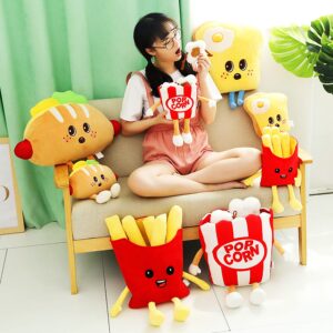 Zazzer French Fries Bread Plush Toy,13.8" Fun Food Plush Pillow,13.8" Cute Food Stuffed Animal Toy,Kawaii Room Decor Holiday Birthday Gift for Kids Boys Girls (F)