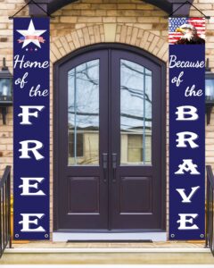 oomloid patriotic decorations for labor day, 4th of july decor american flag patriotic porch sign banners, red white blue independence day veterans day hanging banner for indoor outdoor outside