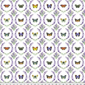 Northcott Deborahs Garden Butterfly White/Multi, Fabric by The Yard