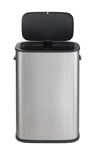 Casa Andrea Milano 14.5-Gallon Soft-Close, Smudge Resistant Trash Can with Automatic Touchless Motion Sensor, Large and Space-Saving