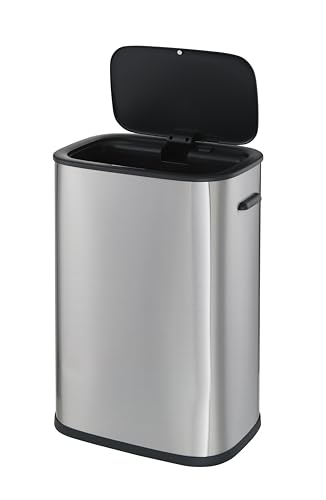 Casa Andrea Milano 14.5-Gallon Soft-Close, Smudge Resistant Trash Can with Automatic Touchless Motion Sensor, Large and Space-Saving