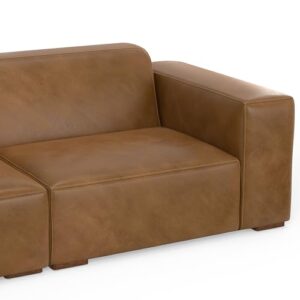 SIMPLIHOME Rex Left-Facing Modular Sectional Sofa in Full-Grain Genuine Leather, Caramel Brown, 122-inches Wide, Handcrafted Modern-Style 4-Seater L-Shaped Leather Couch with Left Chaise