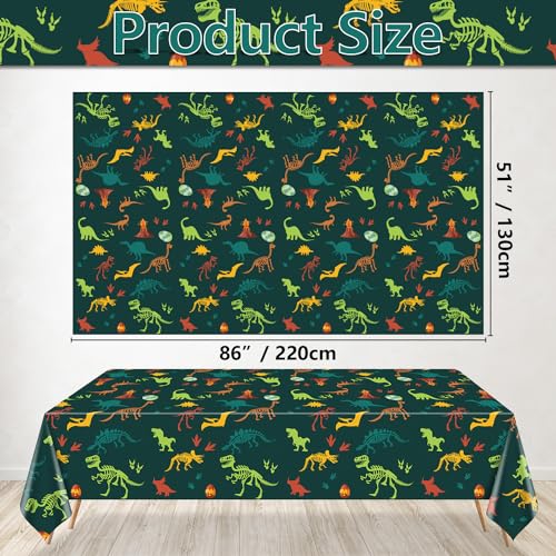 XJLANTTE 4Pcs Dinosaur Tablecloths - 51 x 86.6 Dinosaur Fossil Theme Table Cover, Rectangular Dinosaur Table Decorations for Kids Boy Baby Shower Dinosaur Birthday Party Supplies