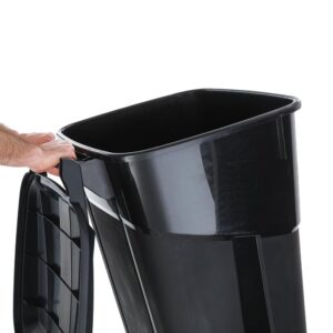 BJCYO 32 Gallon Wheeled Heavy Duty Plastic Garbage Can, Attached Lid, Black