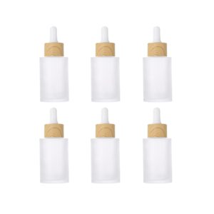 6packs 30ml frosted glass dropper bottles for essential oils with wooden caps empty glass liquid container holder with wooden lids for travel home store use