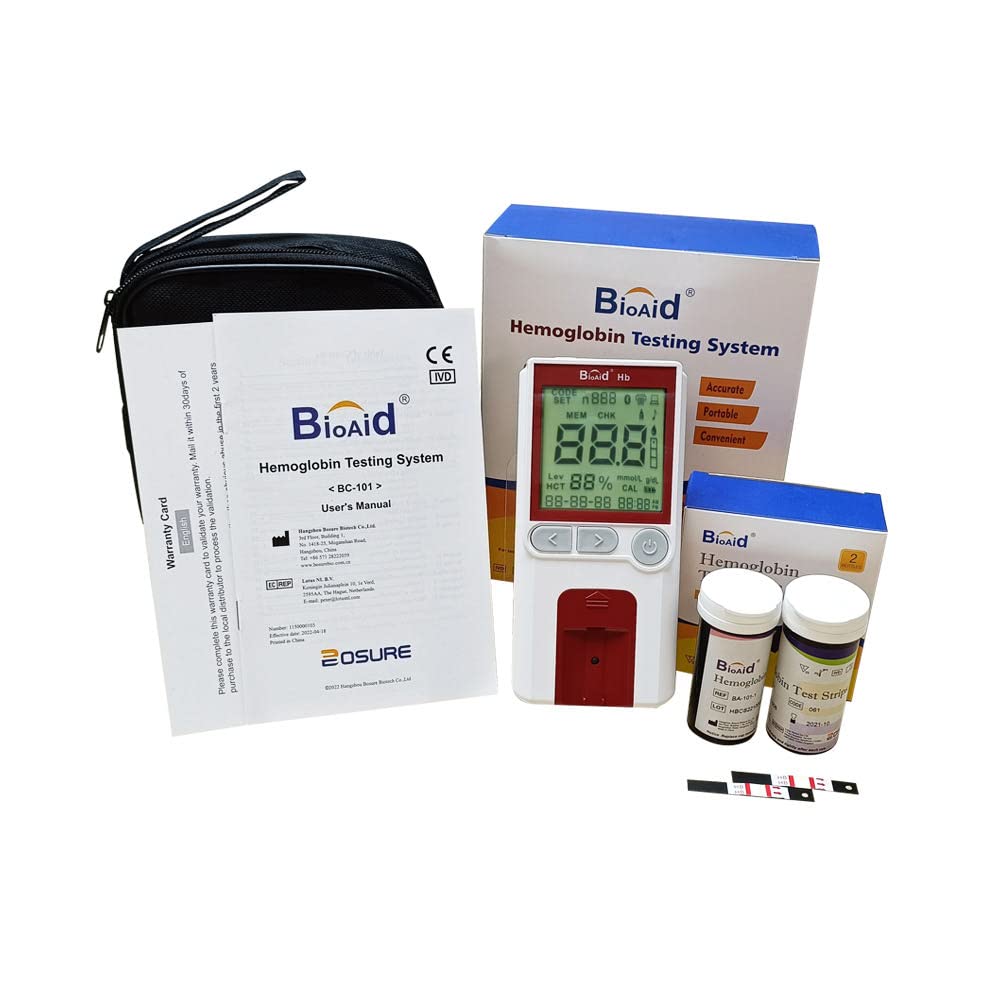 KuweiCheck Bioaid Hemoglobin Test Meter kit with 50pcs strips