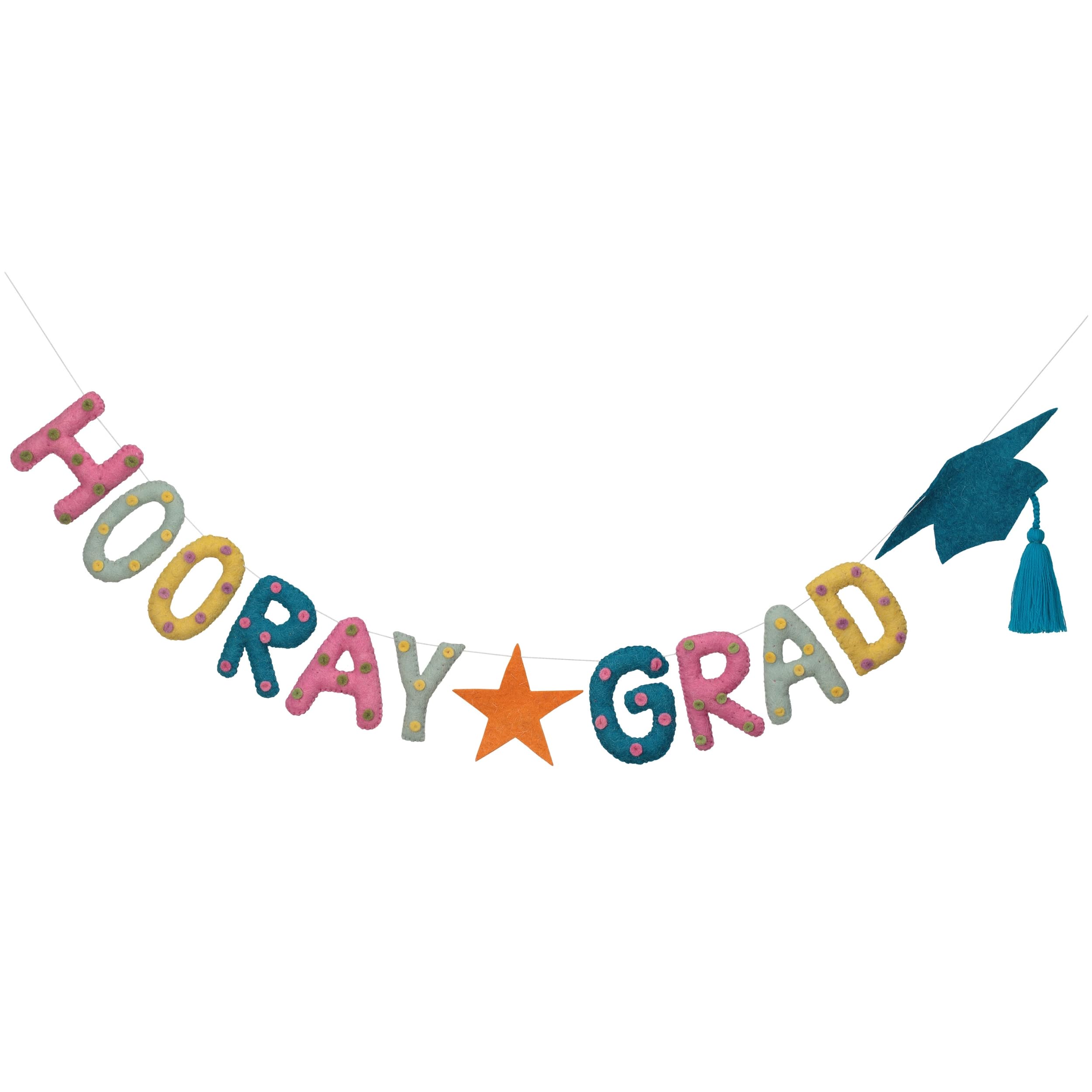 Folkulture Graduation Banner, Congrats Grad Banner for 2024 Graduation Party Decorations, Congratulations Banner for Grad Party Décor, 72" Pre-Strung Garland for Kindergarten, College or High School