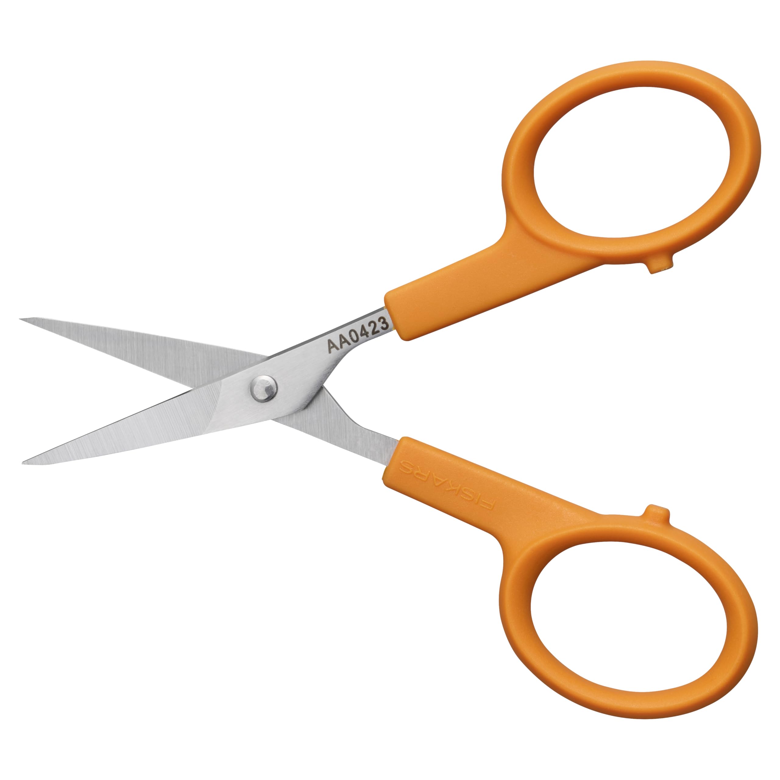 Fiskars Orange-Handled Straight Detail Scissors, Stainless Steel Blades, Ambidextrous Double-loop Handle