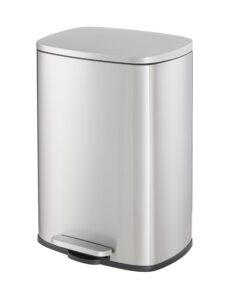 casa andrea milano 13-gallon soft-close, smudge resistant trash can step-on pedal, soft closure, large and space-saving