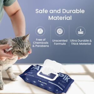 Made in USA Premium Pet Wipes with All Natural Ingredients for Dogs & Cats, Body, Ears, Face, Butt & Paws - 8x8 Inch Large - Unscented, Ultra Thick, Hypoallergenic & Alcohol-Free (1 Pack (100 pcs))