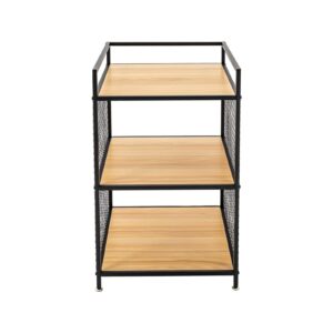 Silencear 3-Tier Heavy Duty Shelving Unit, Small Bookshelf Rustic Wood and Metal Shelving Unit, Wood Storage Shelf with Metal Frame for Living Room, Bedroom, Office, Kitchen, 21.3" x 21.3"x 34.6"