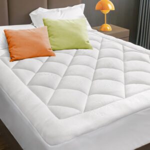 bamboo cooling mattress topper full, mattress pad quilted with 600gsm down alternative fill and comes with a deep pocket that fits mattresses up to 20", ensuring optimal comfort (full, 54" x 75")