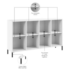 Bush Furniture Essence 8 Cube Organizer in White | Organizers and Shelves for Home Office Workspace, Living Room, Entryway, Bedroom, and Mudroom