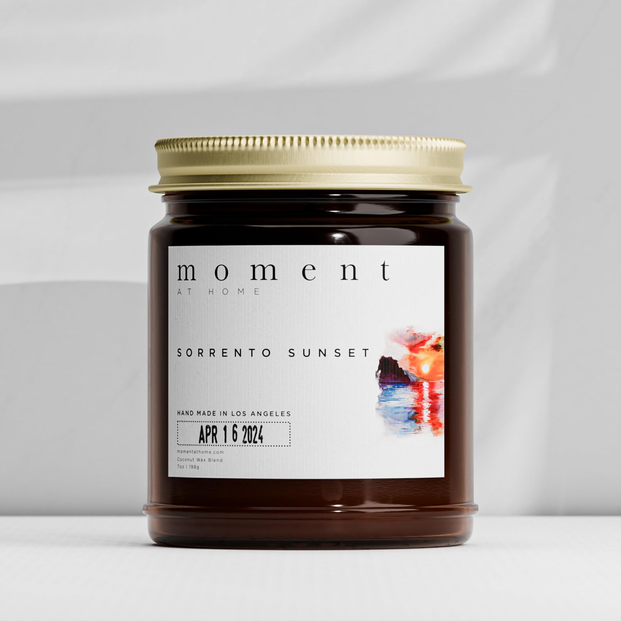 Moment At Home Sorrento Sunset Red Currant and Blood Orange Scented Jar Candle | Natural, Non Toxic Coconut Wax Candle | Hand Poured in The USA | 7oz up to 50 Hour Burn Time