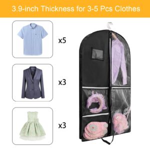 40" Clear Dance Costume Garment Bag for Dancers,Kids Garment Bag for Dance Competitions with 5 Clear Zipper Pockets For Dance Costumes,Dress,Suit,Storage or Travel.