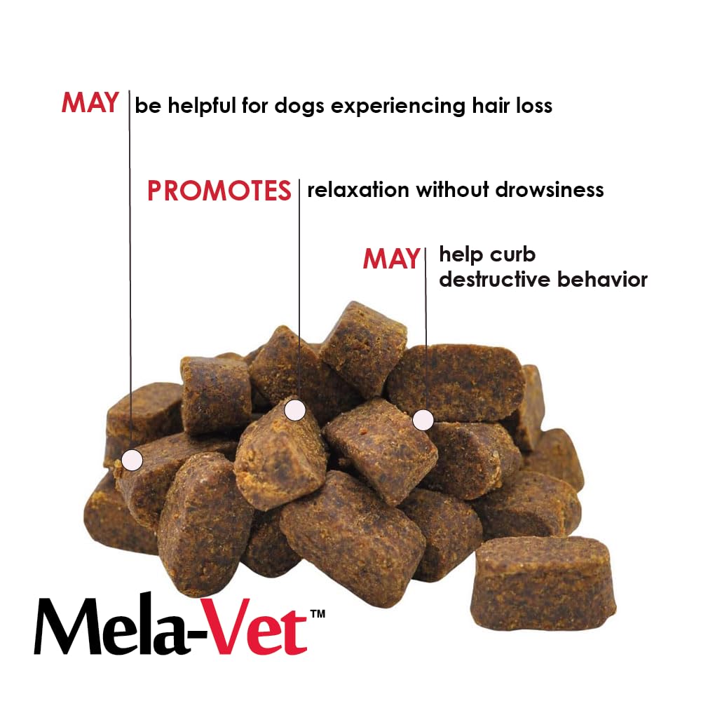 Mela-Vet Melatonin Calming Soft Chews for Dogs, Vet-Formulated to Provide Relaxation & Anxiety Relief, Helps Reduce Stress & Tension-Supports Healthier Skin & Coat.120 Tasty Soft Chews.