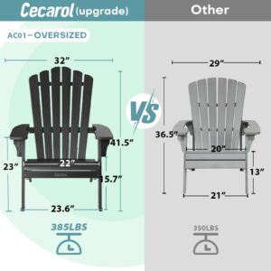 Cecarol Oversized Adirondack Chair Plastic, Outdoor Fire Pit Chair with Cup Holder, Adirondack Patio Chair Weather Resistant for Outside, Porch, Lawn, Garden- AC01, Black(Wood Grain)