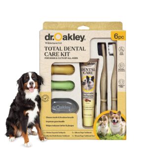 dr. oakley total dental care kit for dogs & cats: chicken flavor -toothpaste, brushes, and case, natural